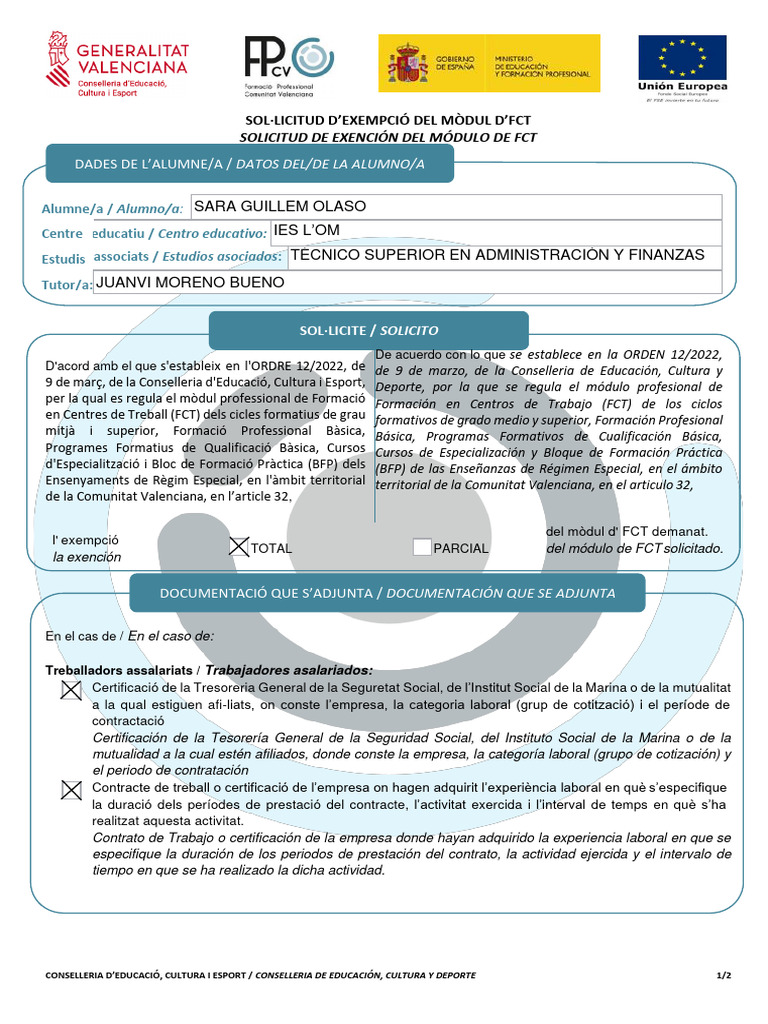 8c - Solicitud Exencion FCT | PDF