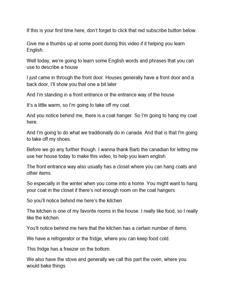 Learn English with Bob the Canadian - Around the house | PDF