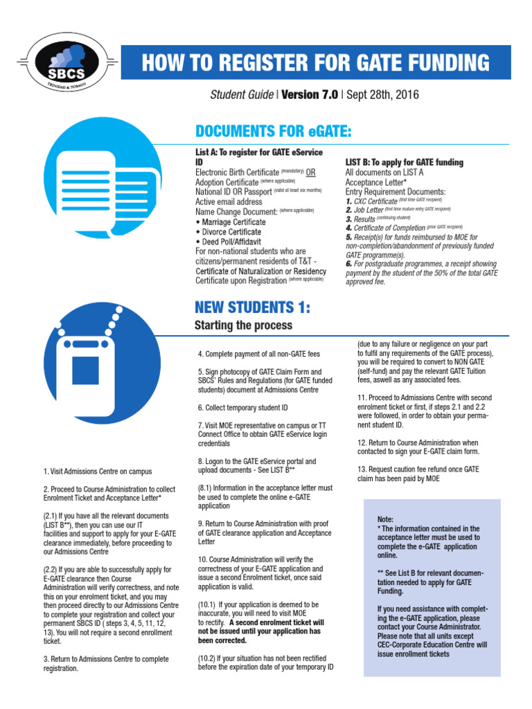 How To Register For GATE Funding SBCS 2015 Handout Revised | PDF ...