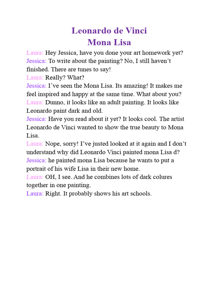 Jessica Petrova - Speaking Assessment Task Describing a Picture | PDF