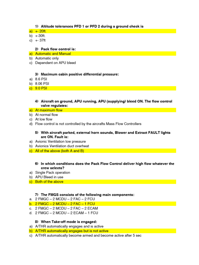 A320 Exam | PDF | Brake | Valve