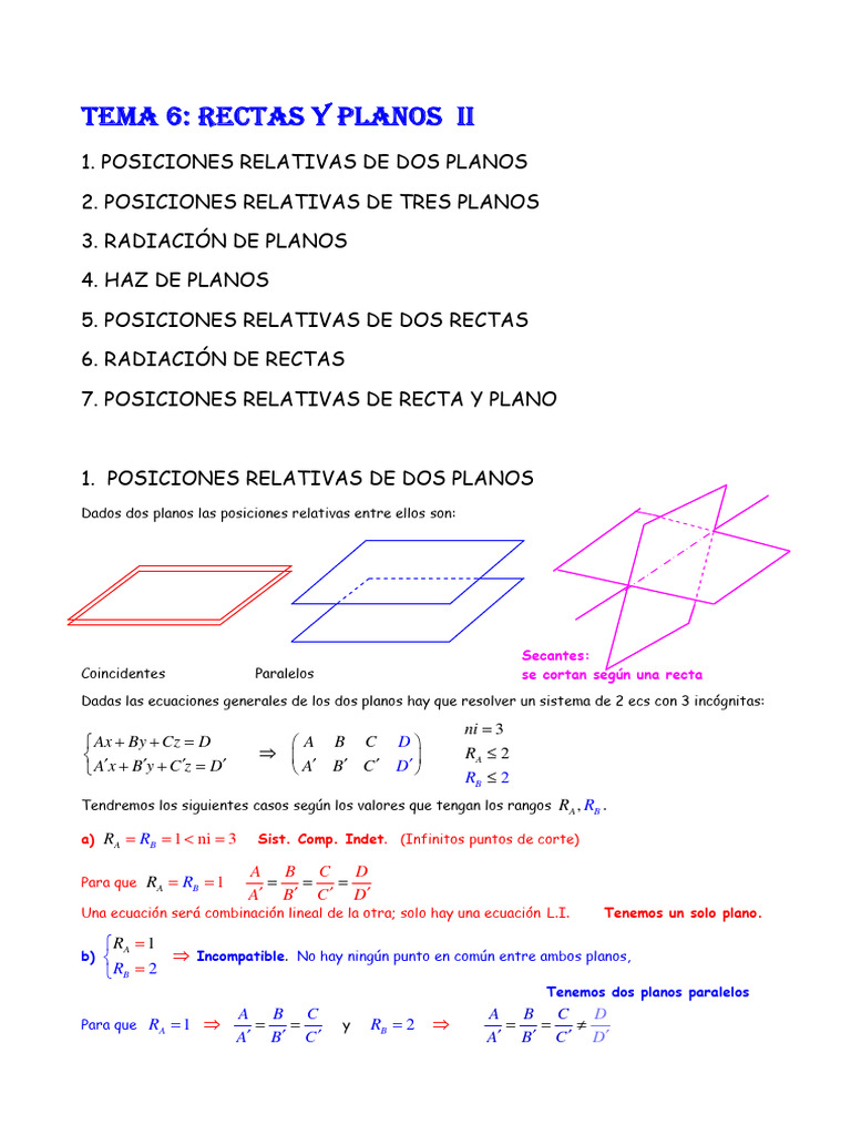 T6 Rectas Planos II | PDF | Conceptos matemáticos | Matemáticas