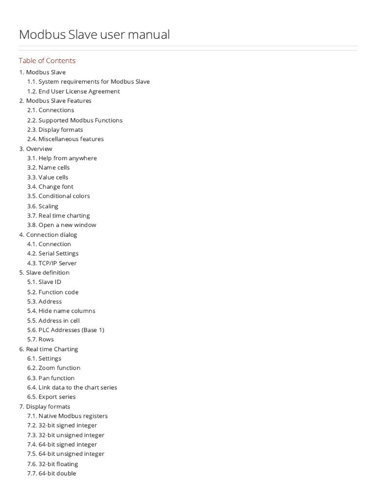 Modbus Slave User Manual | PDF | Microsoft Excel | Integer (Computer Science)