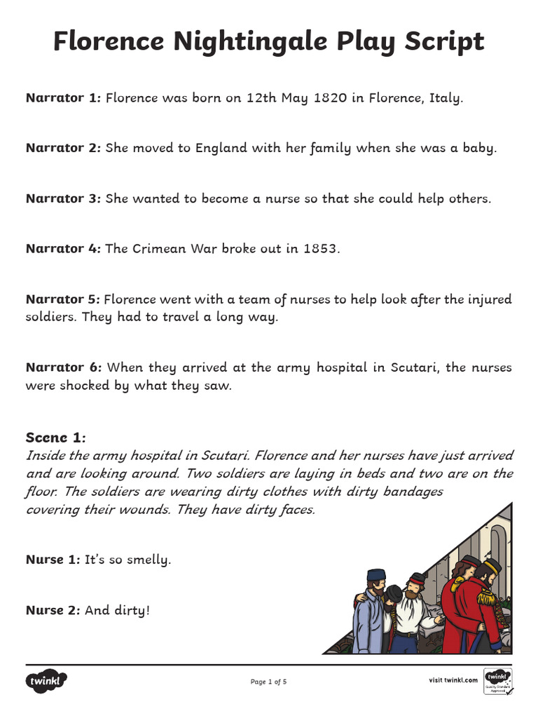 Florence Nightingale Play Script: Scene 1 | Download Free PDF | Florence Nightingale | Nursing