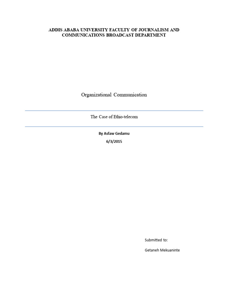 Organizational Communication The Case of Ethiotelecom Asfaw | PDF ...