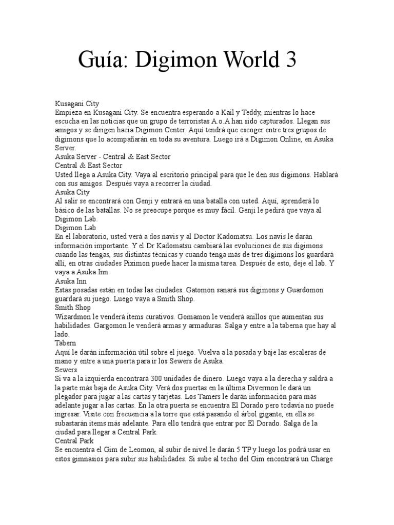 Guía Completa de Digimon World 3 | PDF | Naturaleza