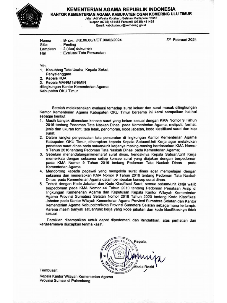 Evaluasi Tata Persuratan | PDF