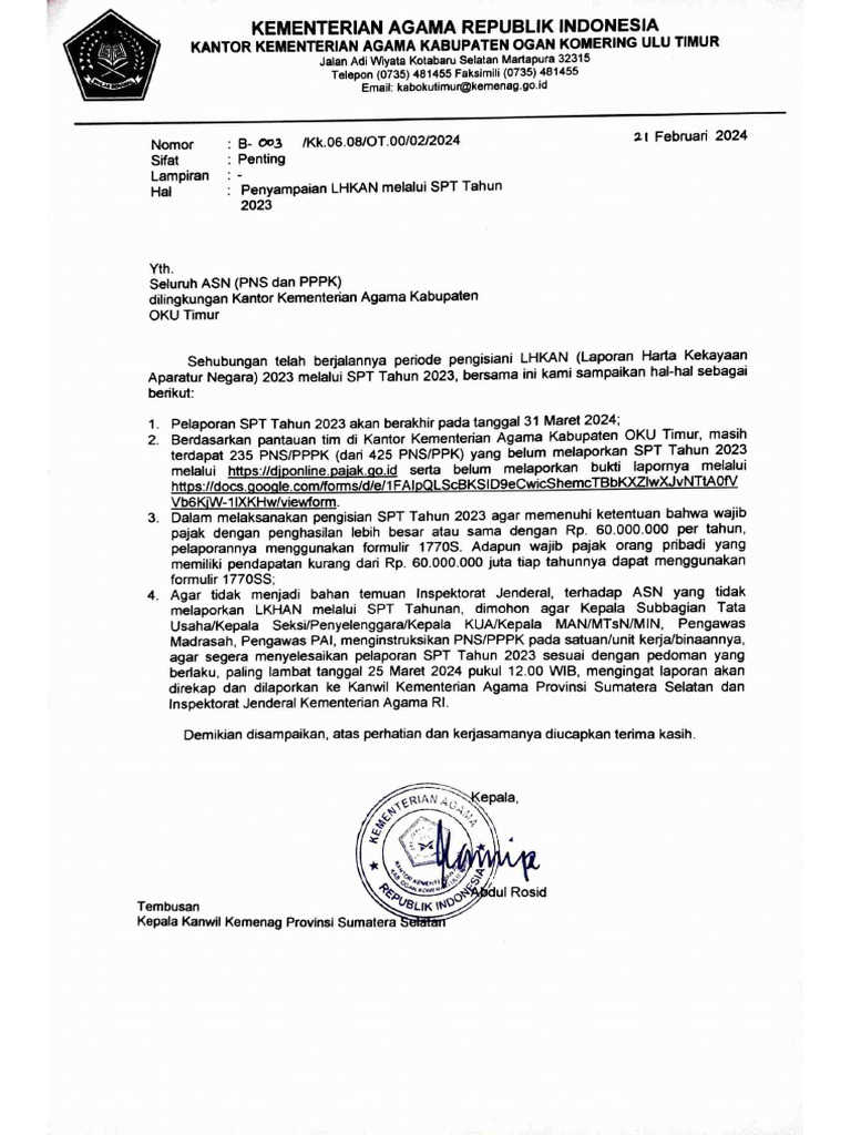 Penyampaian LHKAN Melalui SPT Tahun 2023 | PDF