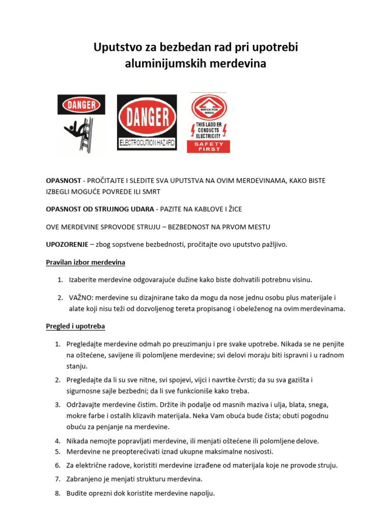 Uputstvo Upotreba Merdevina | PDF