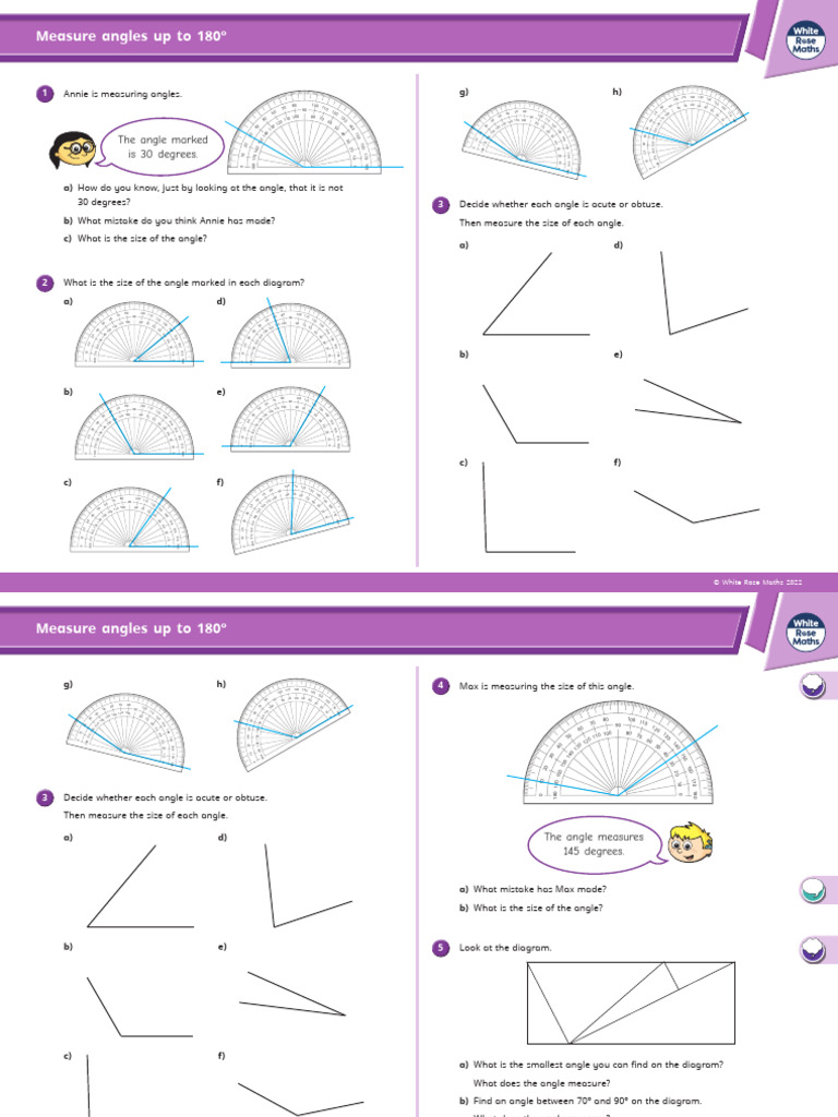 Measure Angles Up To 180°: The Angle Marked Is 30 Degrees | PDF | Quantity | Space