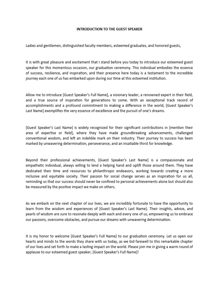 Introduction To The Guest Speaker | PDF