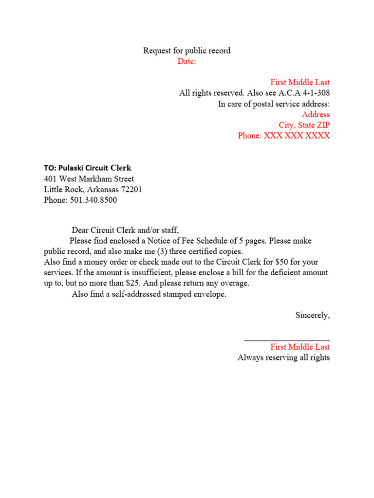 Public Record Request Letter Template | PDF