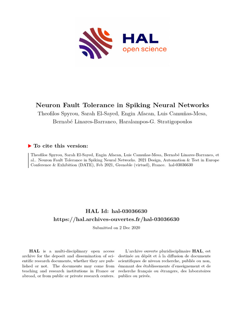 [FaultTolerance1] Neuron Fault Tolerance in SNN 1401 PDF Upload | PDF | Artificial Neural ...