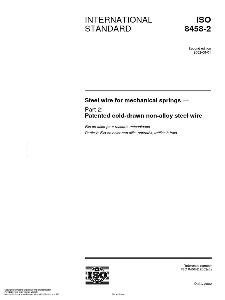 ISO 8458-2-2002 Spring Wires | PDF | International Organization For ...