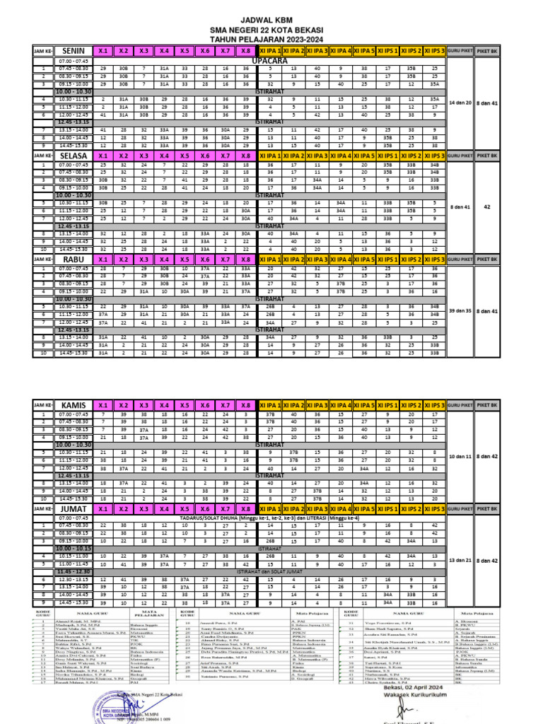 JADWAL KBM Berlaku Mulai Senin, 22-4-2024 | PDF