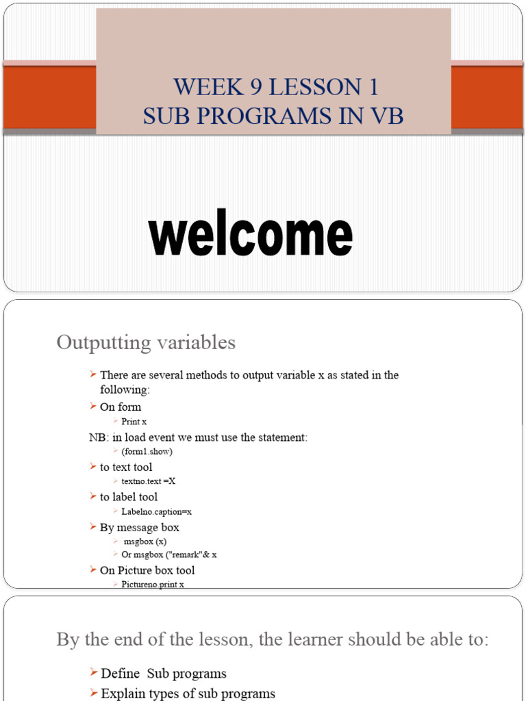 Sub Programs in Vbnew | PDF | Parameter (Computer Programming ... Sub Programs in Vbnew | PDF | Parameter (Computer Programming ...