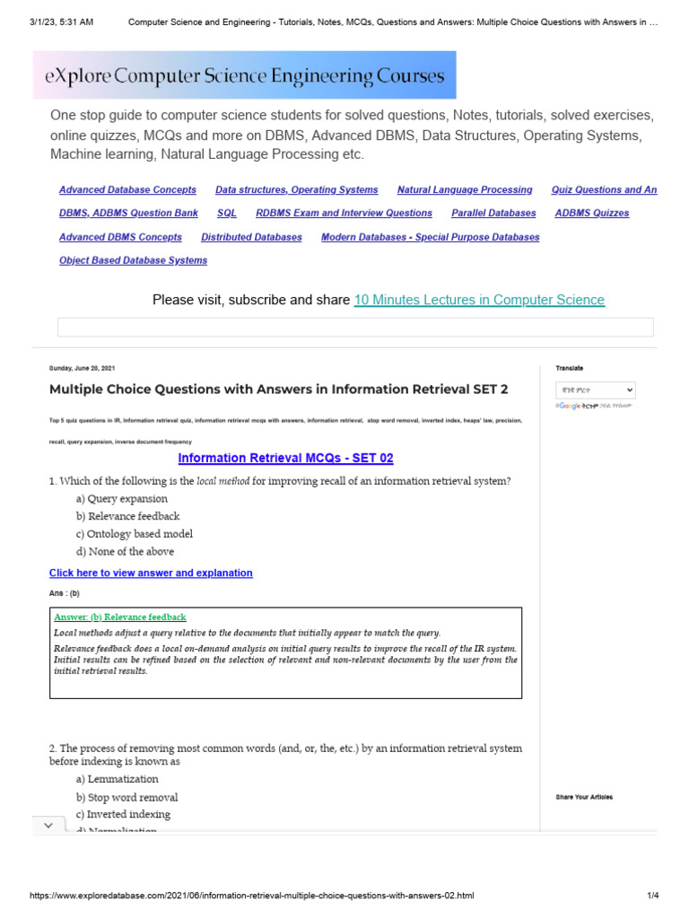 Computer Science and Engineering Tutorials, Notes, MCQS, Questions ... Computer Science and Engineering Tutorials, Notes, MCQS, Questions ...