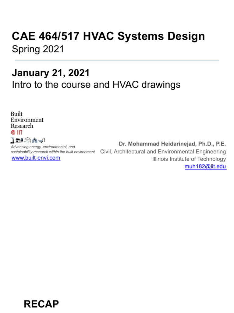Cae464 - 517 Lecture02 - Review of HVAC System Drawings | PDF | Air ...