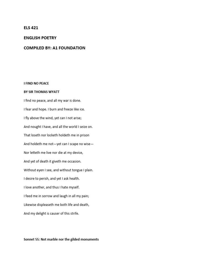 Classic English Poetry Anthology | PDF