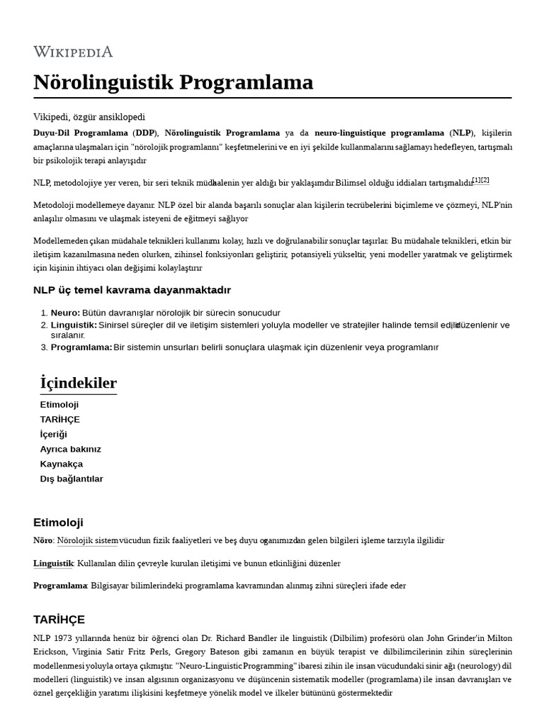 Nörolinguistik Programlama | PDF