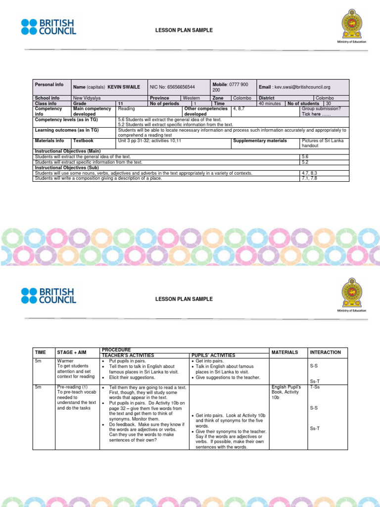 Teacher Competition - Lesson Plan Example | Download Free PDF | Lesson ...