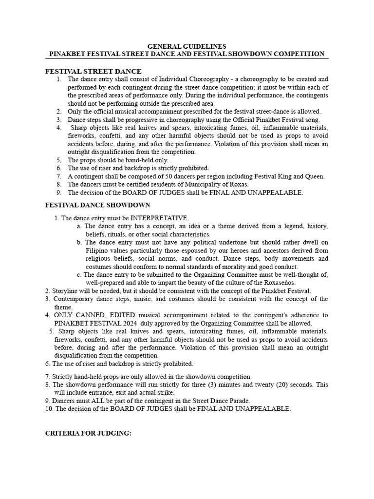 Pinakbet Festival Streetdance Competition General Guideline | PDF ...