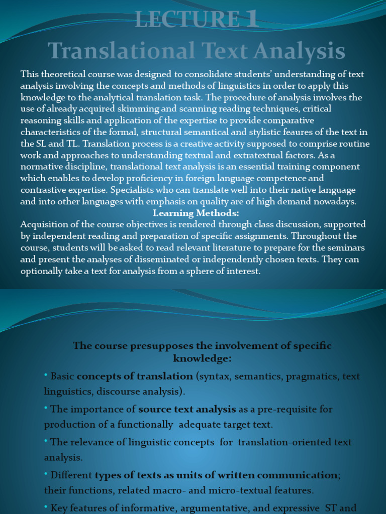 TTA Lecture 1 | PDF | Translations | Analysis TTA Lecture 1 | PDF | Translations | Analysis