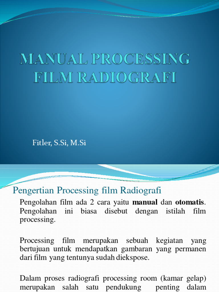 Manual Processing Film Radiografi I | PDF