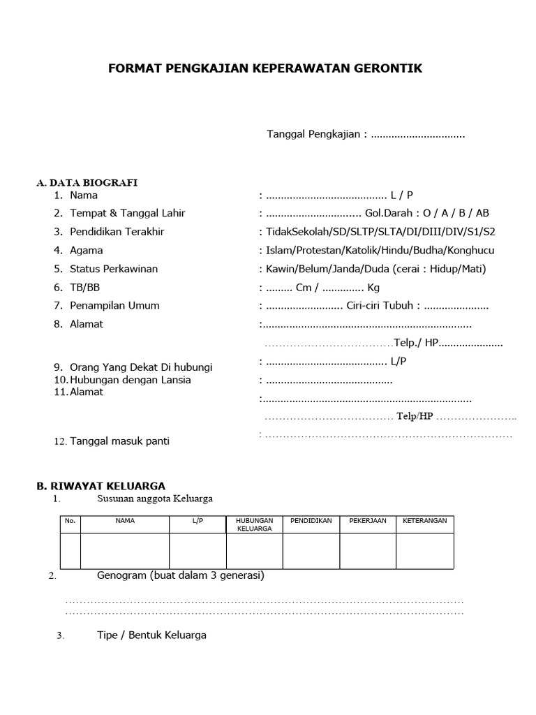 Format Askep Kep Gerontik Individu | PDF | Kesehatan Holistik