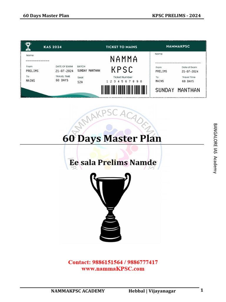60 DAYS MASTER PLAN KAS 2024 NammaKPSC Academy | PDF | Earth Sciences 60 DAYS MASTER PLAN KAS 2024 NammaKPSC Academy | PDF | Earth Sciences