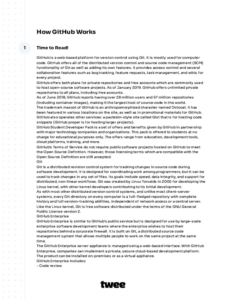 Twee - How GitHub Works | PDF | Version Control | Information Technology