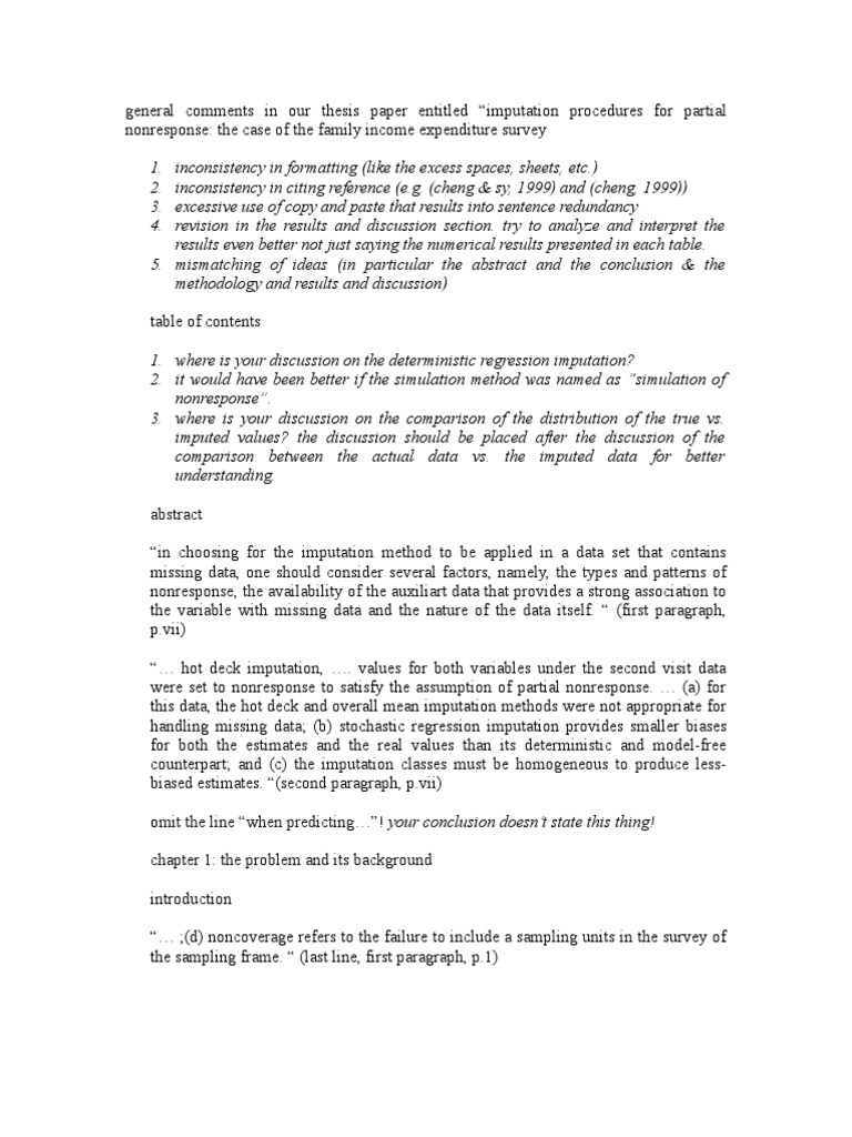 General Comments in Our Thesis Paper Entitled | PDF | Regression ...