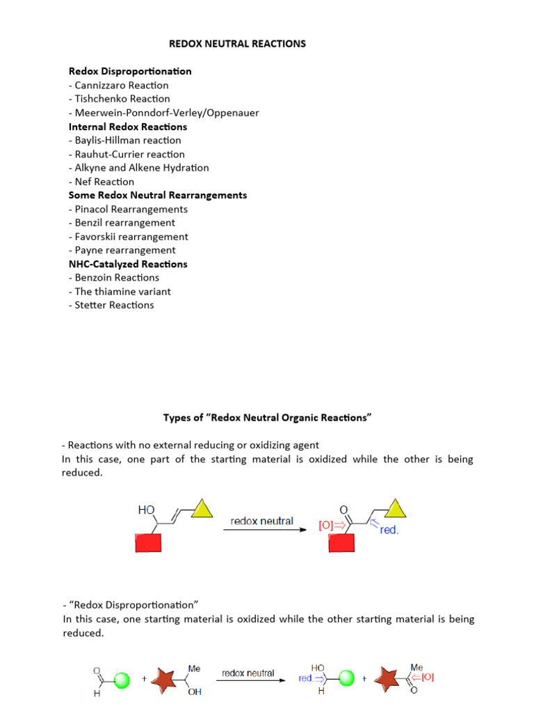 05 - Redox Neutral Reactions | PDF | Organic Compounds | Unit Processes