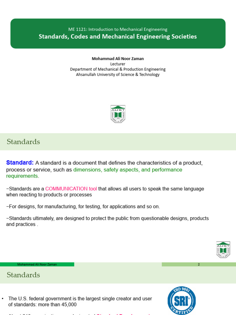 Standard Codes and Mechanical Engineering Societies | PDF ...