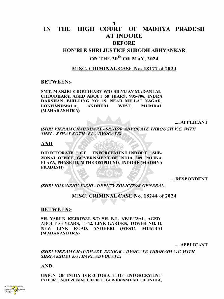 MCRC 18244 2024 FinalOrder 20-May-2024 Digi | PDF | Bail | Arrest