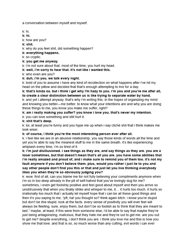 A Conversation With Myself - Essay | PDF | Self-Improvement