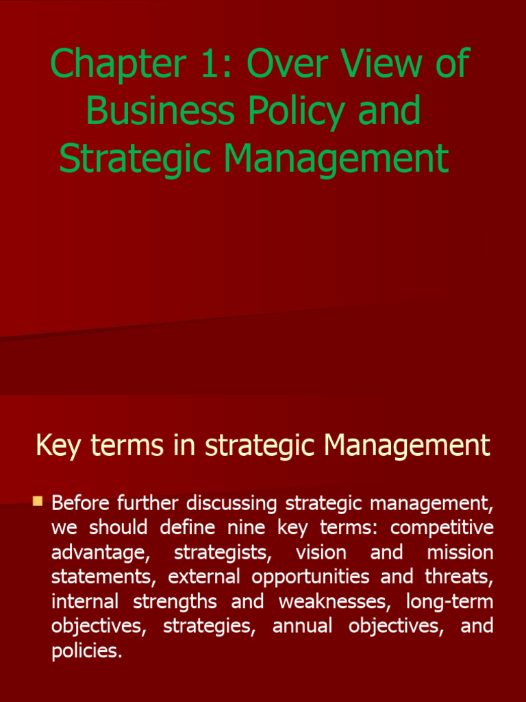 Chapter 1 Over View | PDF | Strategic Management | Competitive Advantage