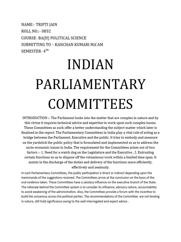Parliamentary Committees | PDF | Committee | Government
