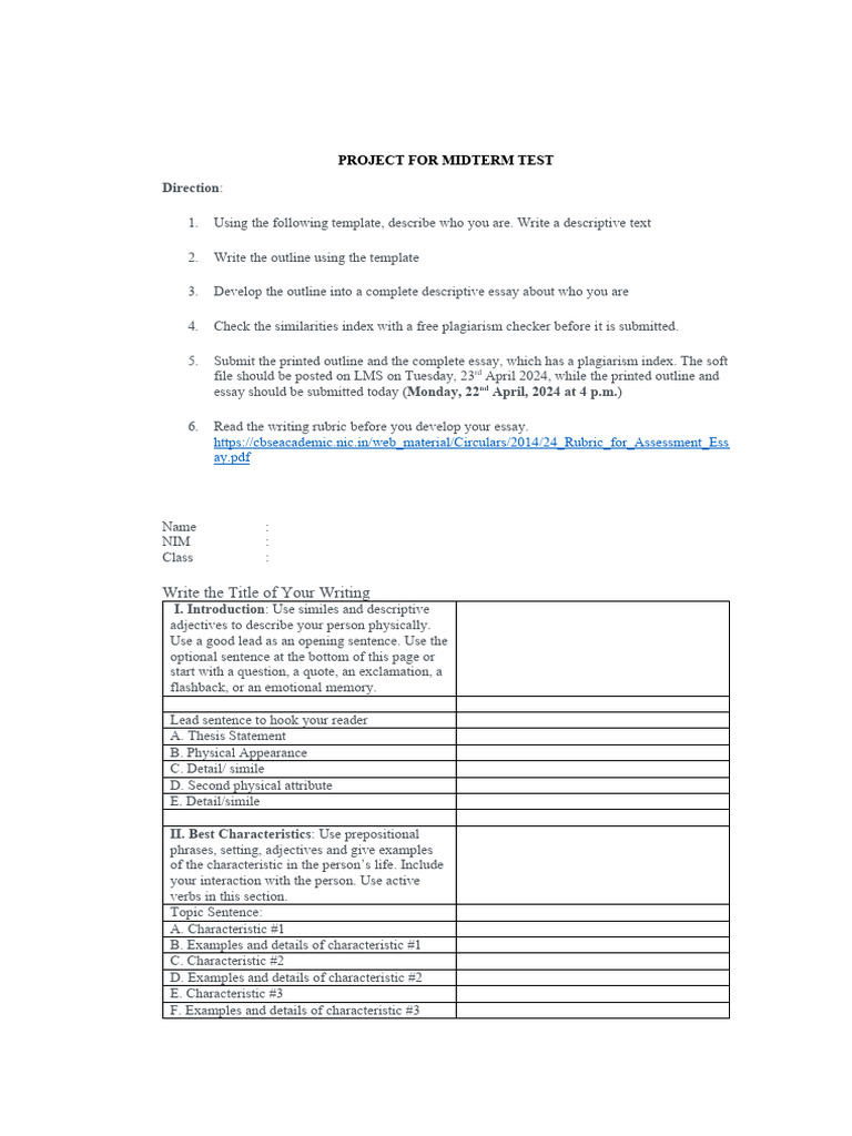 Descriptive Essay Project Guidelines | PDF | Essays | Adjective