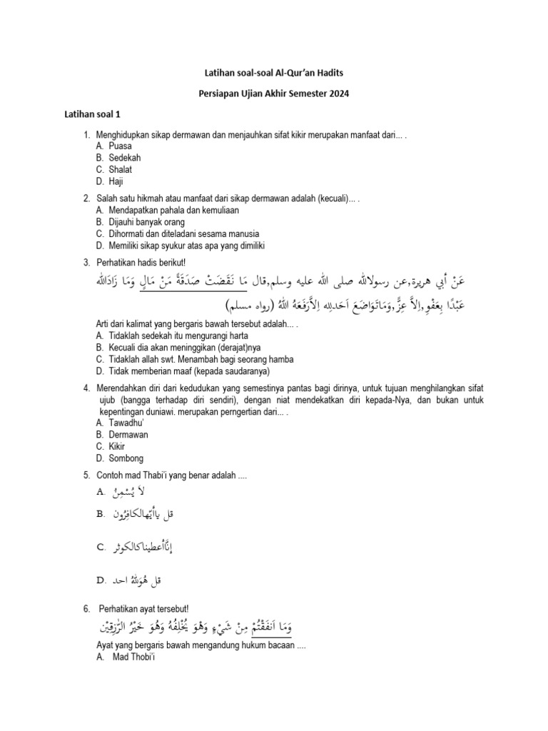 Latihan Soal2 PAT 2024 | PDF