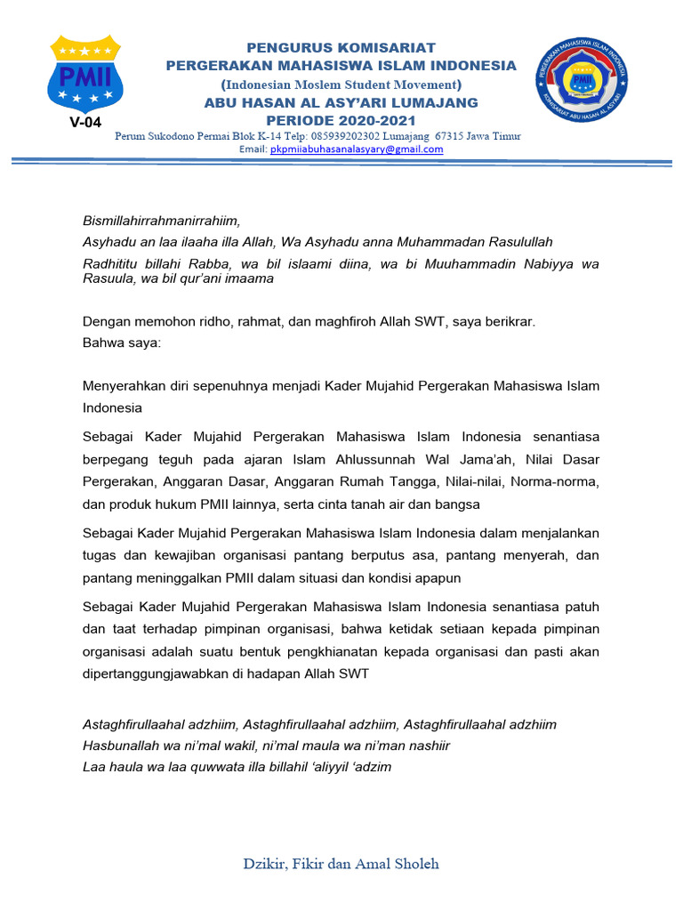 Naskah Baiat Kader Mujahid | PDF