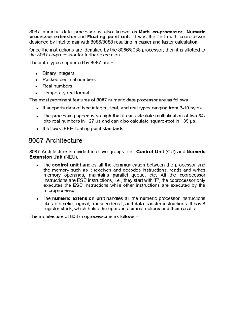 8087 Numeric Data Processor | PDF | Central Processing Unit ...