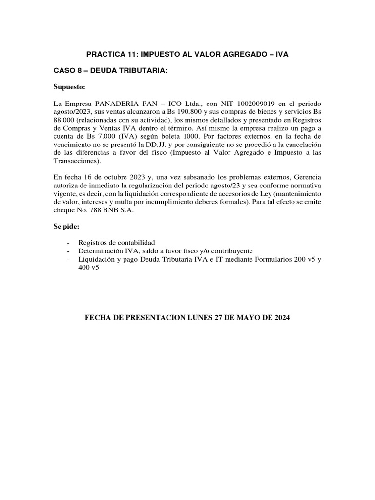 Practica 11 Iva Deuda Tributaria | PDF