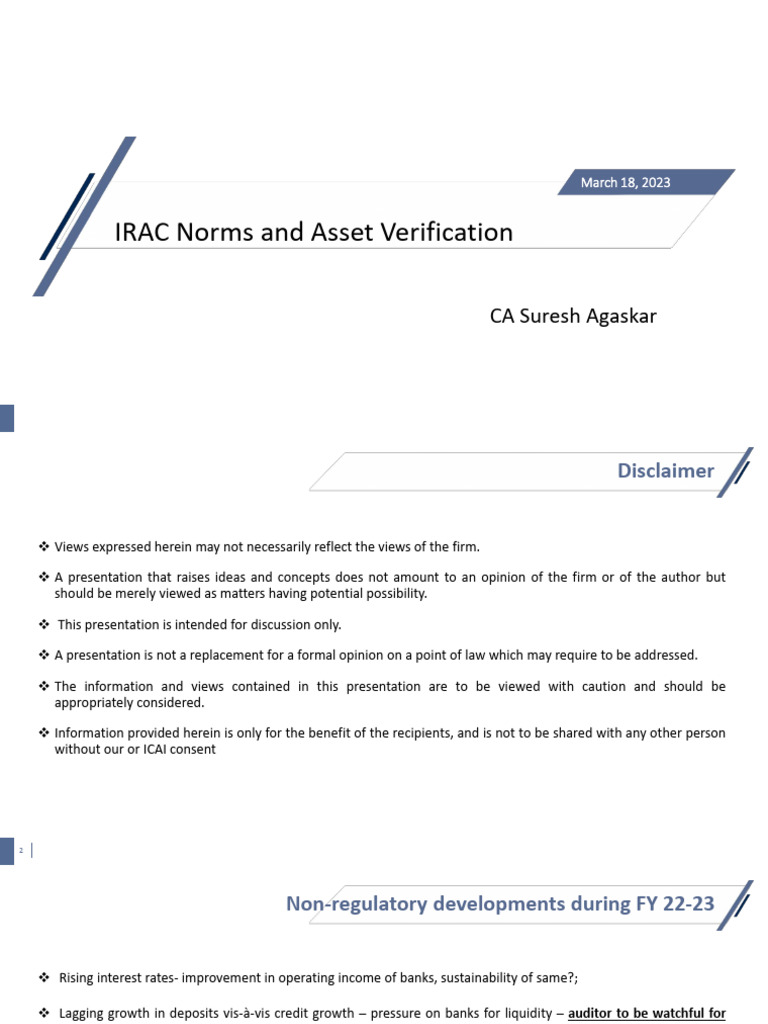 IRAC Norms SureshAgaskar | PDF | Banks | Credit Card