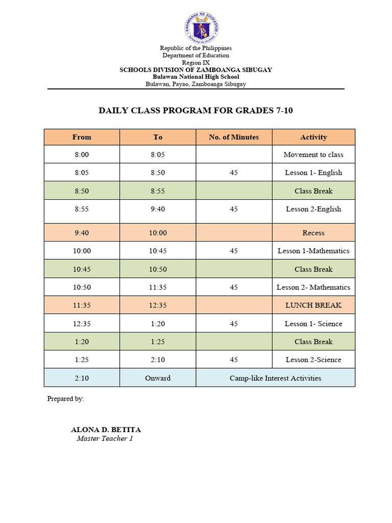 Learning Camp class Program | PDF