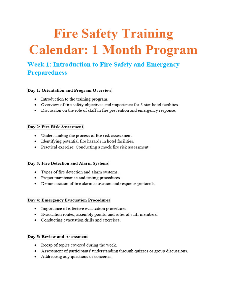 Fire Safety Training Calendar - JVC | PDF | Fire Safety | Emergency ...