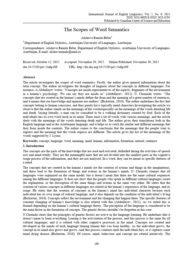 The Scope of Word Semantics | PDF | Semantics | Word