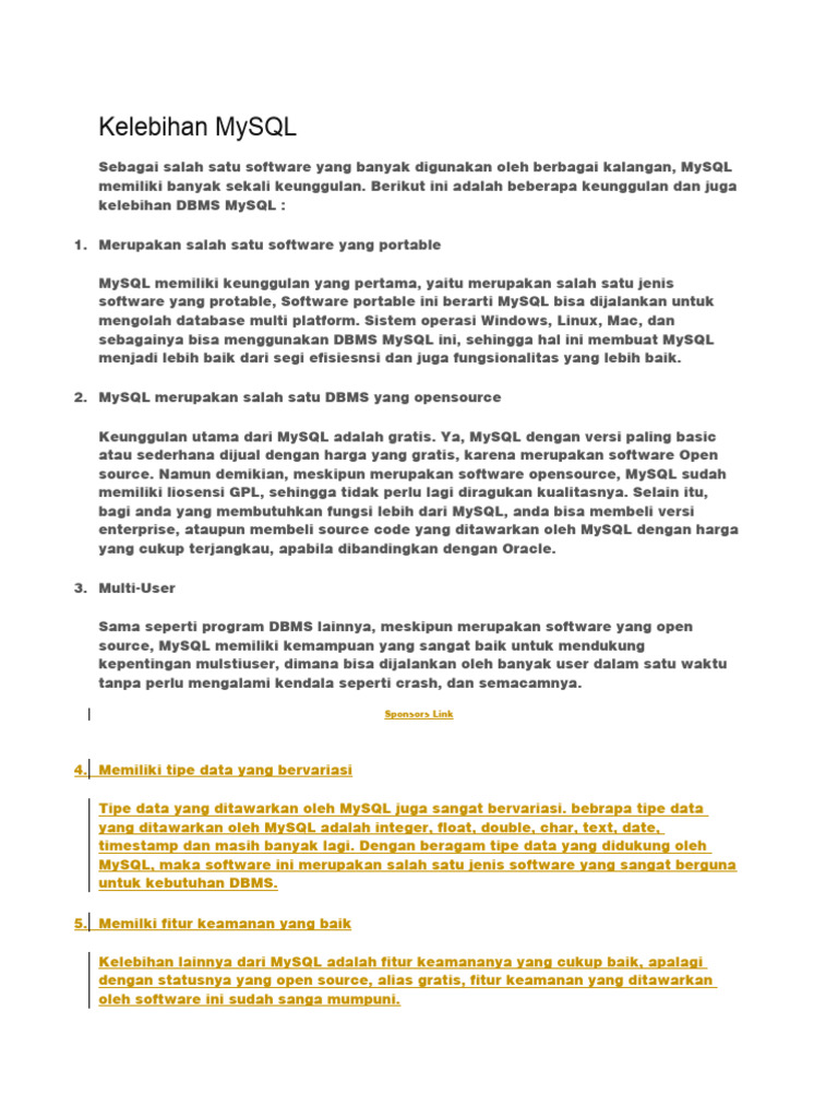 Kelebihan MySQL | PDF
