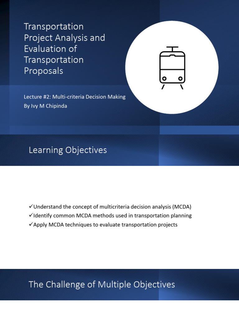 Transportation Project Analysis and Evaluation of Transportation Proposals - Lecture 2 | PDF ...