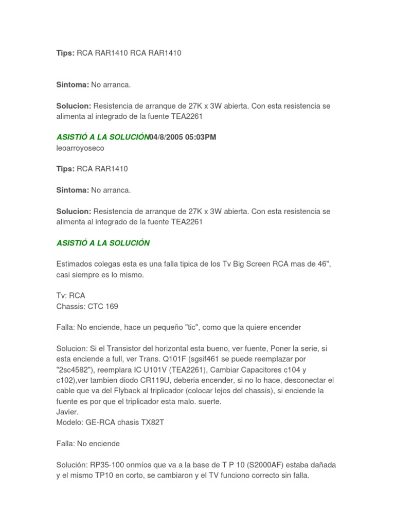 Modelo Rga-Rg Fallas | PDF | Ingeniería Electrónica | Componentes